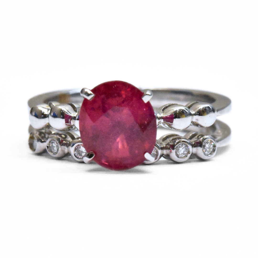 Motiwala Creations. Ruby & Diamond Twin Rings